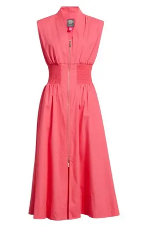 Vince Camuto Sleeveless Cotton Midi Dress - Hot Pink