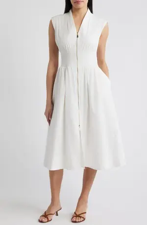 Vince Camuto Sleeveless Cotton Midi Dress - Ivory