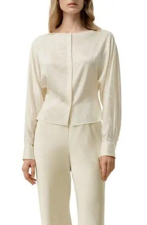 Lilysilk Ying Jacquard Silk Blouse - Lily White