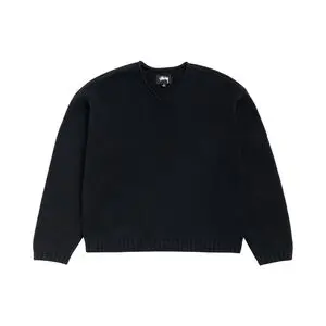 StÜssy Roll V Neck Sweater - Black