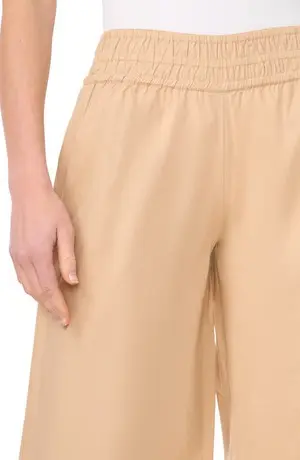 CECE DUPRAZ Smocked Waist Cropped Wide Leg Pants - Toffee