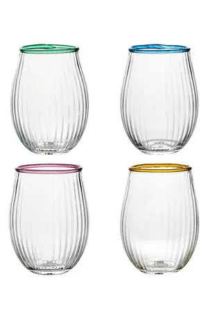 JULISKA Nell Set Of 4 Assorted Stemless Wine Glasses - Multi Orange