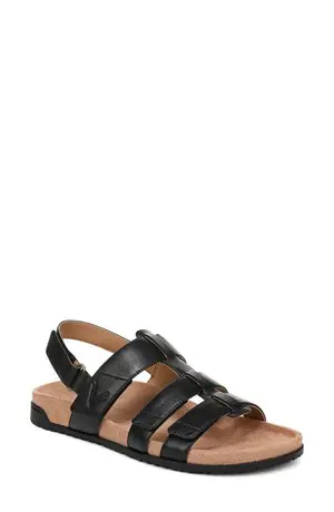 Vionic Leather Fisherman Slingback Sandals - Black