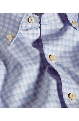 David Donahue Twill Check Cotton Sport Shirt - Pink/sky
