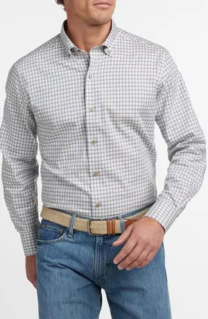 David Donahue Check Cotton Twill Button-down Shirt