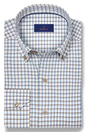 David Donahue Check Cotton Twill Button-down Shirt