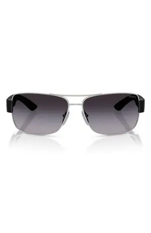 Prada 65mm Shield Sunglasses - Silver/grey Gradient