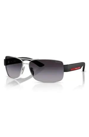 Prada 65mm Shield Sunglasses - Silver/grey Gradient