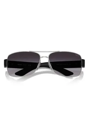 Prada 65mm Shield Sunglasses - Silver/grey Gradient