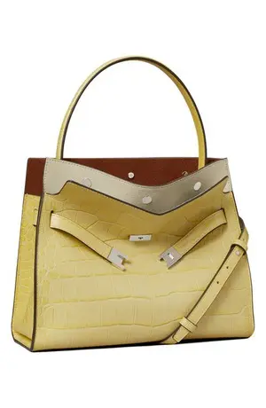 Tory Burch Lee Radziwill Croc Embossed Leather Tote