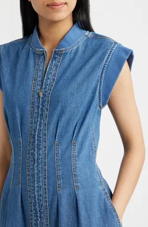 Wit & Wisdom Pleated Denim Midi Dress