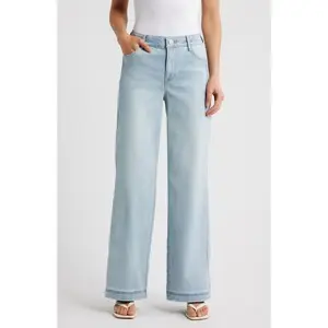 Wit & Wisdom Gracie Skyrise Side Seam Wide Leg Jeans - Light Blue Vintage