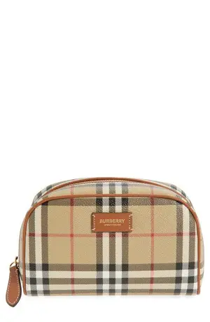 Burberry Medium Check Coated Canvas Cosmetics Pouch Archive Beige