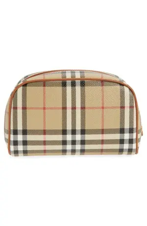 Burberry Medium Check Coated Canvas Cosmetics Pouch - Archive Beige