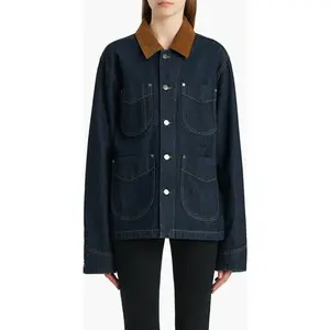 Khaite Wyatt Corduroy-collar Denim Chore Coat