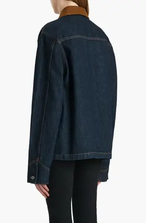 Khaite Wyatt Corduroy-collar Denim Chore Coat