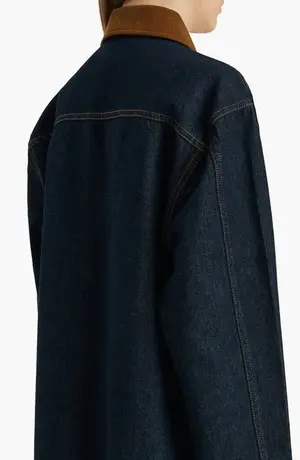 Khaite Wyatt Corduroy-collar Denim Chore Coat