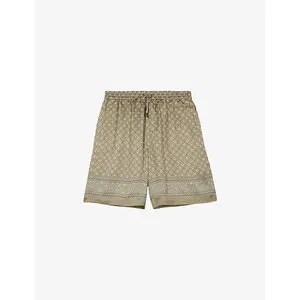 The Kooples Bandana-print Drawstring-waist Woven Shorts - Foret