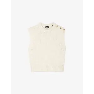 The Kooples Sleeveless Button-embellished Wool And Alpaca Jumper - Light Beige