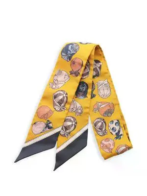 Hermès 10s Printed Silk Scarf - Yellow