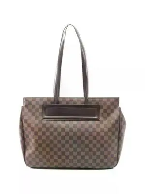LOUIS VUITTON 1999 Chequered Leather Tote Bag - Brown