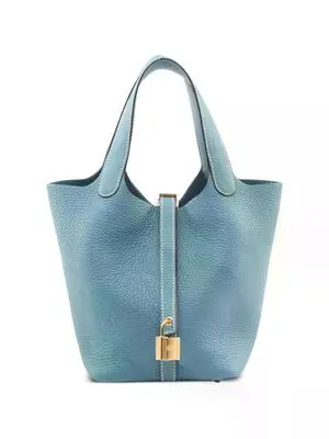 Hermès Pm Picotin Lock Grained-leather Tote Bag - Blue