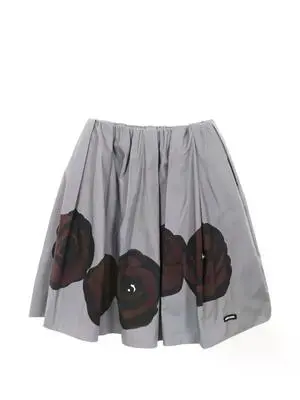 Miu Miu 2010s Floral Cotton Mini Skirt - Grey