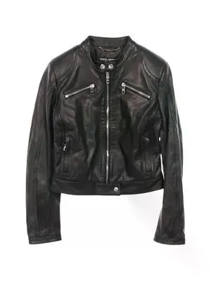Dolce & Gabbana 2010s Zipped Lambskin Biker Jacket - Black