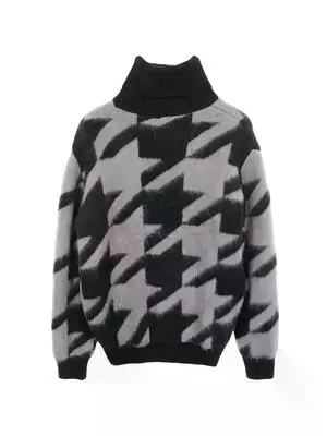 Givenchy 2010s Houndstooth Turtleneck Knitted Sweater