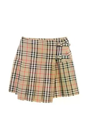 Burberry 2020s Checked Pleated Mini Skirt - Neutrals