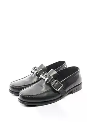 LOUIS VUITTON 2024 Louis Line Buckled Leather Loafers - Black