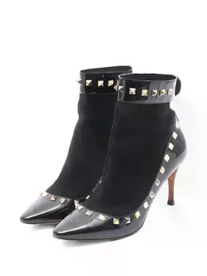 Valentino Garavani 2000s Rockstud Patent-leather Boots - Black