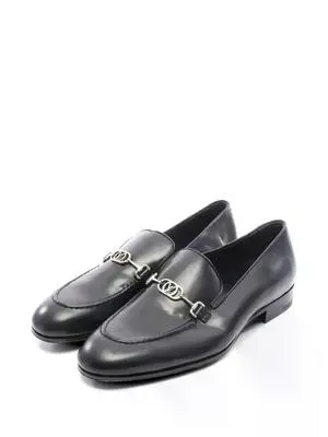LOUIS VUITTON 1910s Leather Detail Loafers - Black