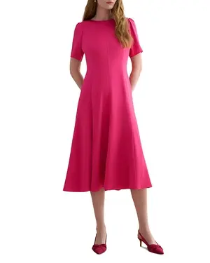 HOBBS LONDON Camille Hammered Satin Midi Dress - Bright Pink