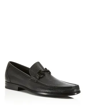 FERRAGAMO Grandioso Double Gancini Bit Leather Loafers Narrow - Black