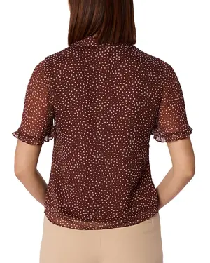Whistles Polka Dot Sheer Sleeve Shirt