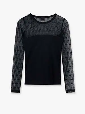 Pinko Love Birds Lace Jersey Sweater - Black