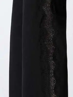 Pinko Flared Leg Denim Trousers With Lace Detail