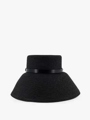 Max Mara Widebrimmed Hat With Metal Logo On The Front - Black