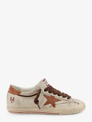 GOLDEN GOOSE Super Star Leather Sneakers With Logo On The Side - Beige