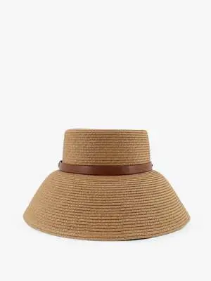 Max Mara Widebrimmed Hat With Metal Logo On The Front - Beige