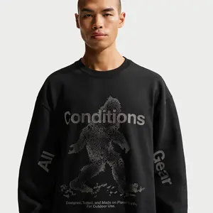 Nike Tuff Fleece" Therma-fit Pullover Crew-neck Sweatshirt - Black