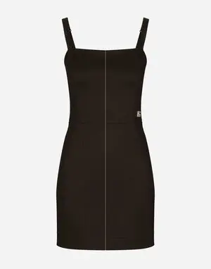 Dolce & Gabbana Short Milano Rib Dress With Dg Logo - Black
