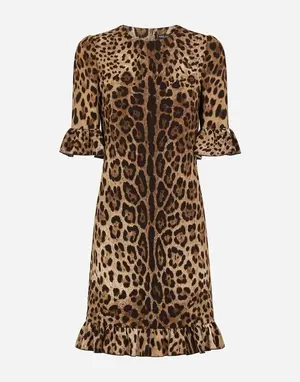 Dolce & Gabbana Short Leopard-print Cady Dress - Multicolor