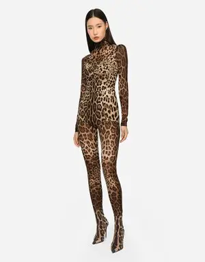 Dolce & Gabbana Leopard-print Charmeuse Bodysuit - Multicolor