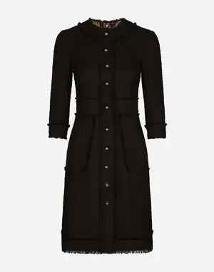 Dolce & Gabbana Raschel Tweed Midi Dress - Black