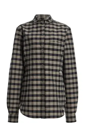 Calvin Klein Alba Checked Cotton-silk Shirt - Black