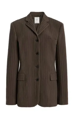Calvin Klein Tara Striped Wool Jacket - Taupe