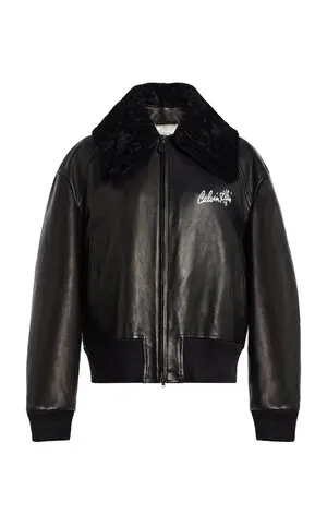 Calvin Klein Denise Leather Bomber Jacket