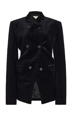 Khaite Rolo Velvet Double-breasted Jacket - Black